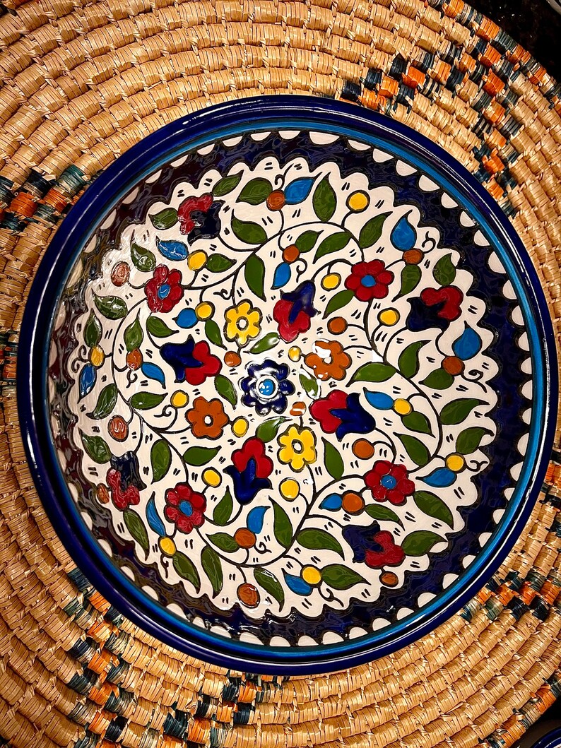 Palestine Ceramic Fruits Deep Serving Bowl Blue Floral Cm Design ...