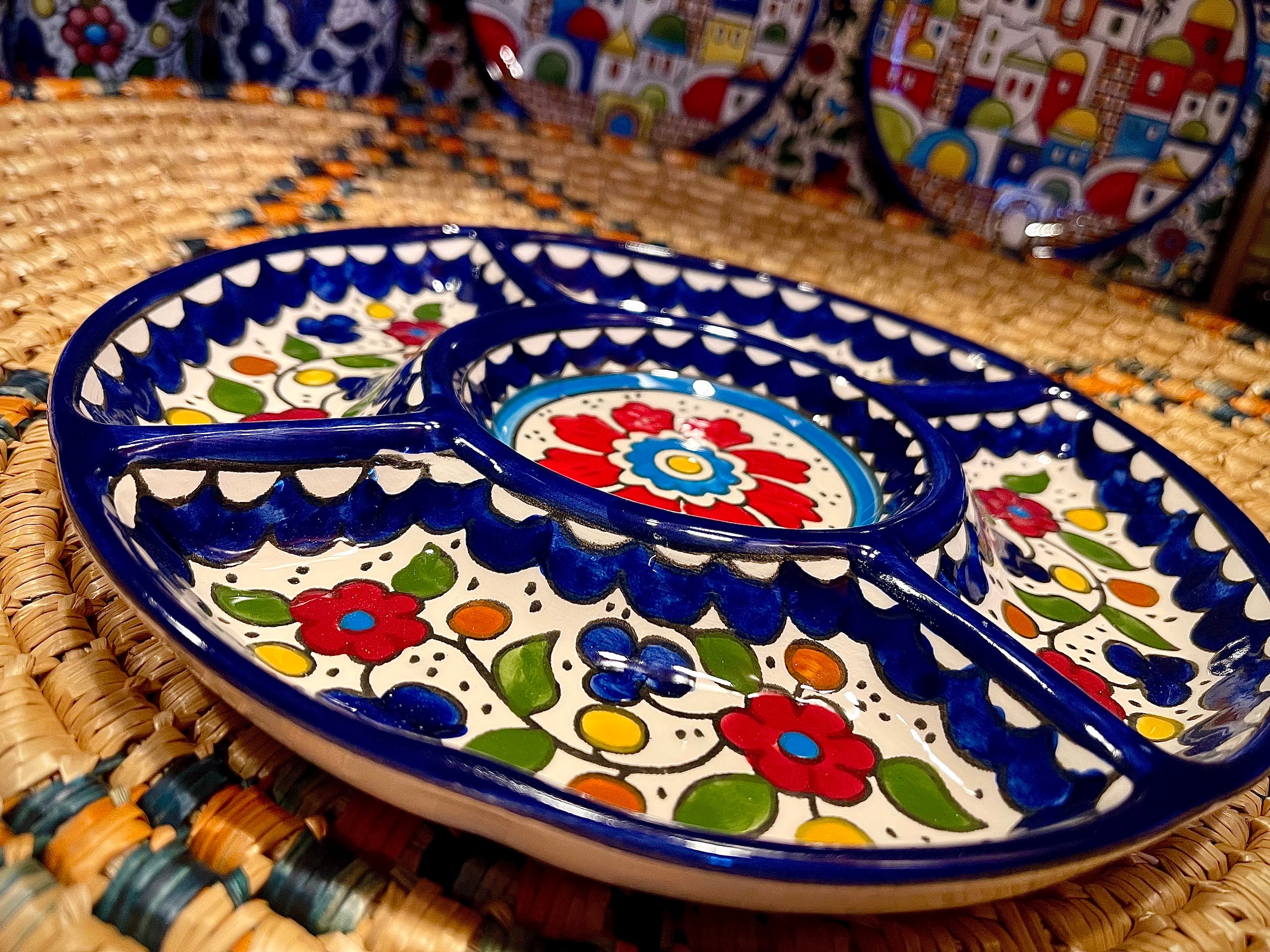 Palestine Pottery Divided Plate 23 Cm Ceramic Handmade and Hand Painted ...
