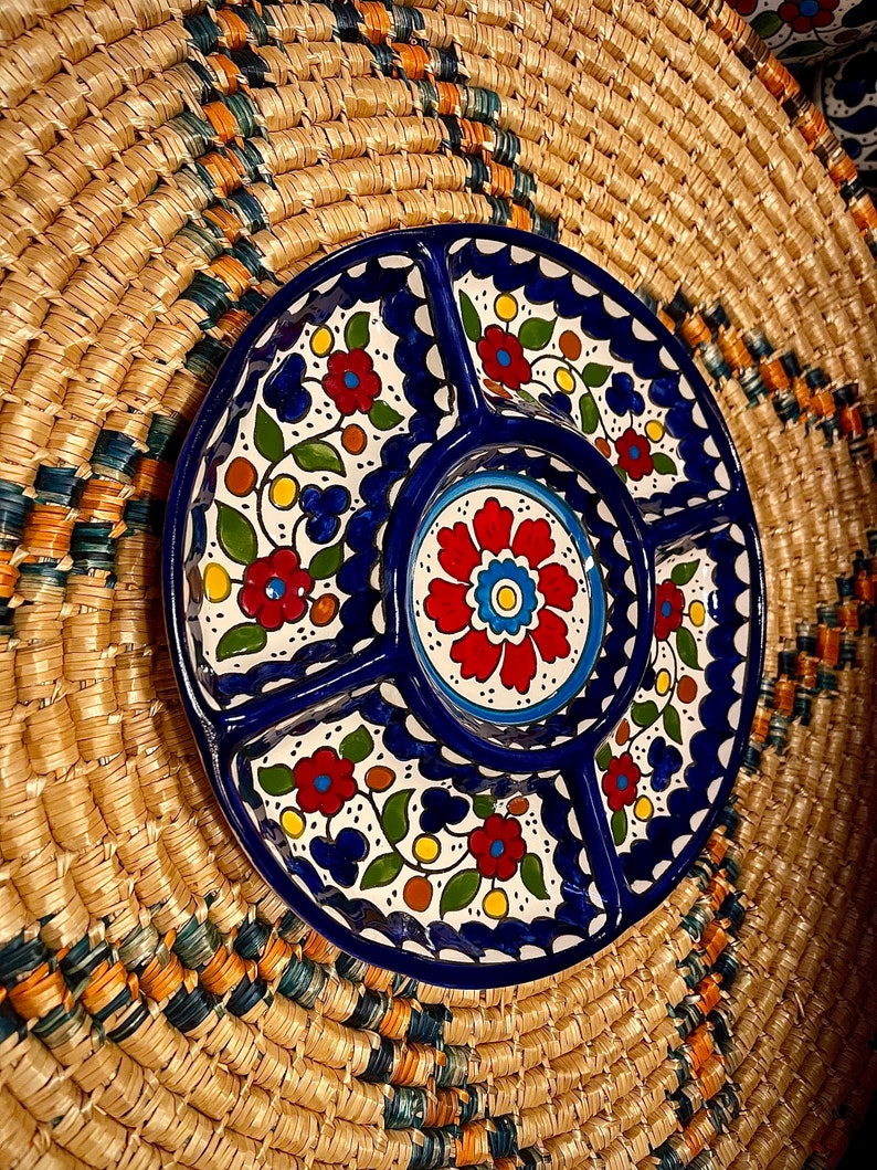 Palestine Pottery Divided Plate 23 Cm Ceramic Handmade and Hand Painted ...