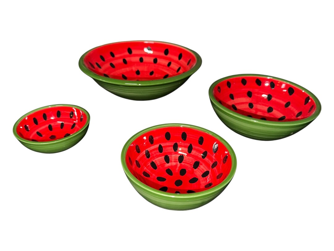 Handmade Watermelon Ceramic Bowls | Palestinian Pottery | Hand-painted ...