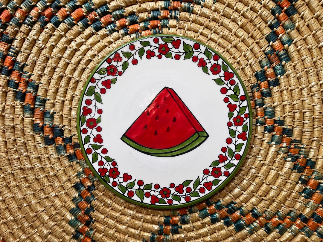 Watermelon Plate Palestine Pottery Plate 21 Cm Handmade & Hand-painted ...