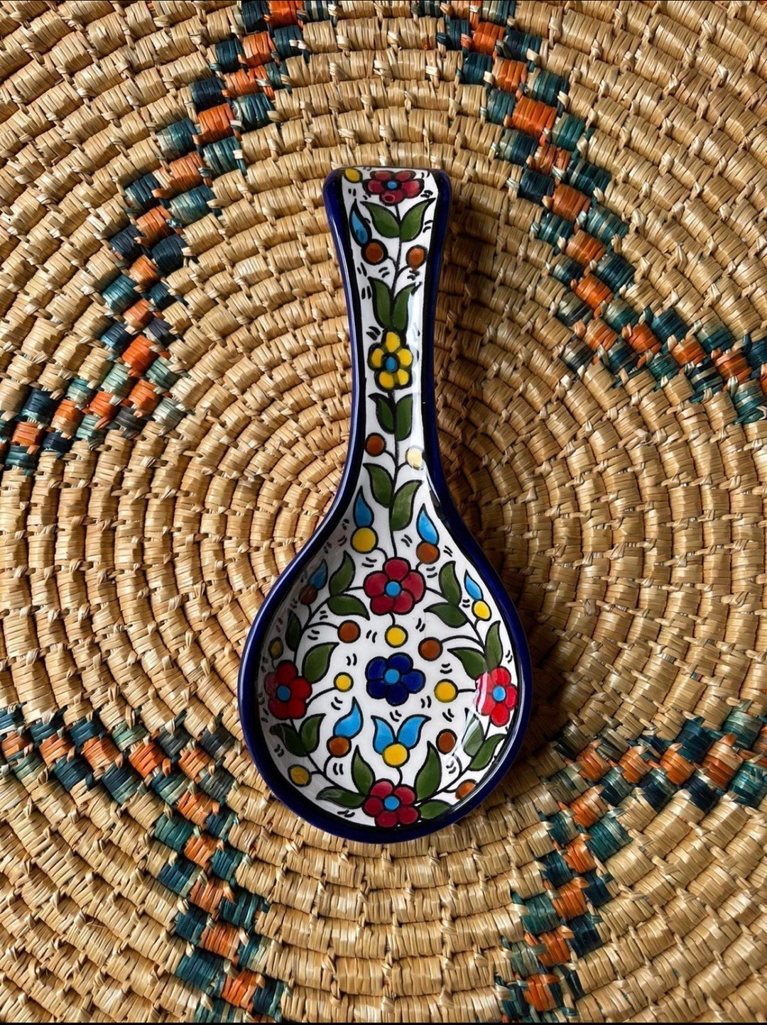 Palestinian Potter Spoon Rest Ceramic Handmade L and Hand Painted in ...
