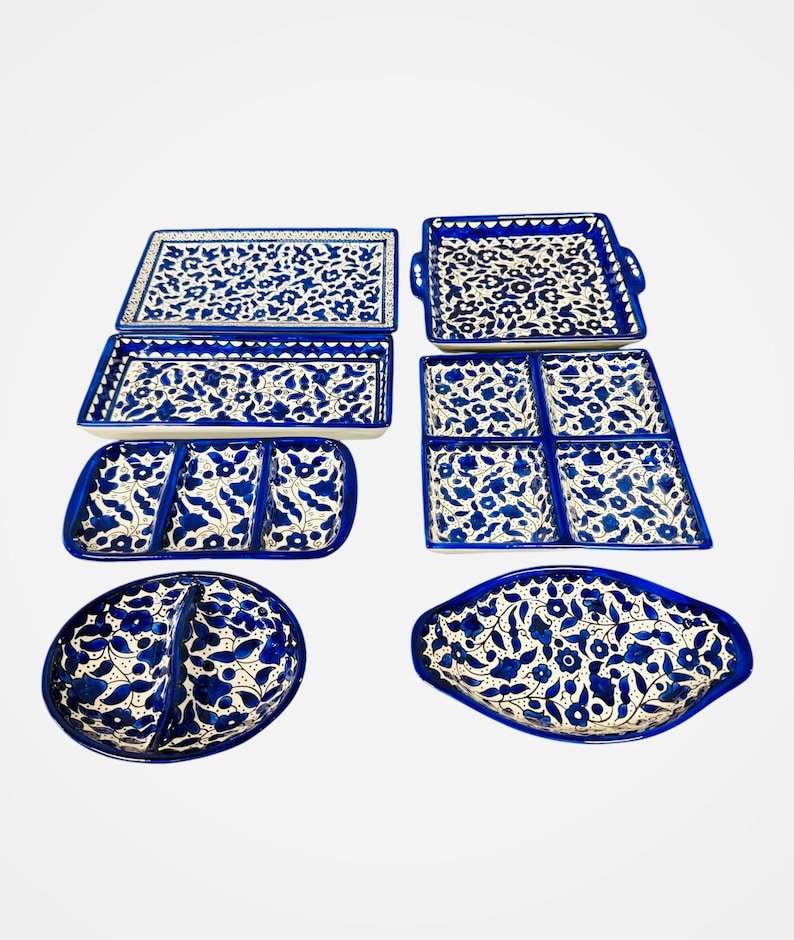 Palestinian Pottery Full Set of Platters || Ceramic and Hand Painted ...