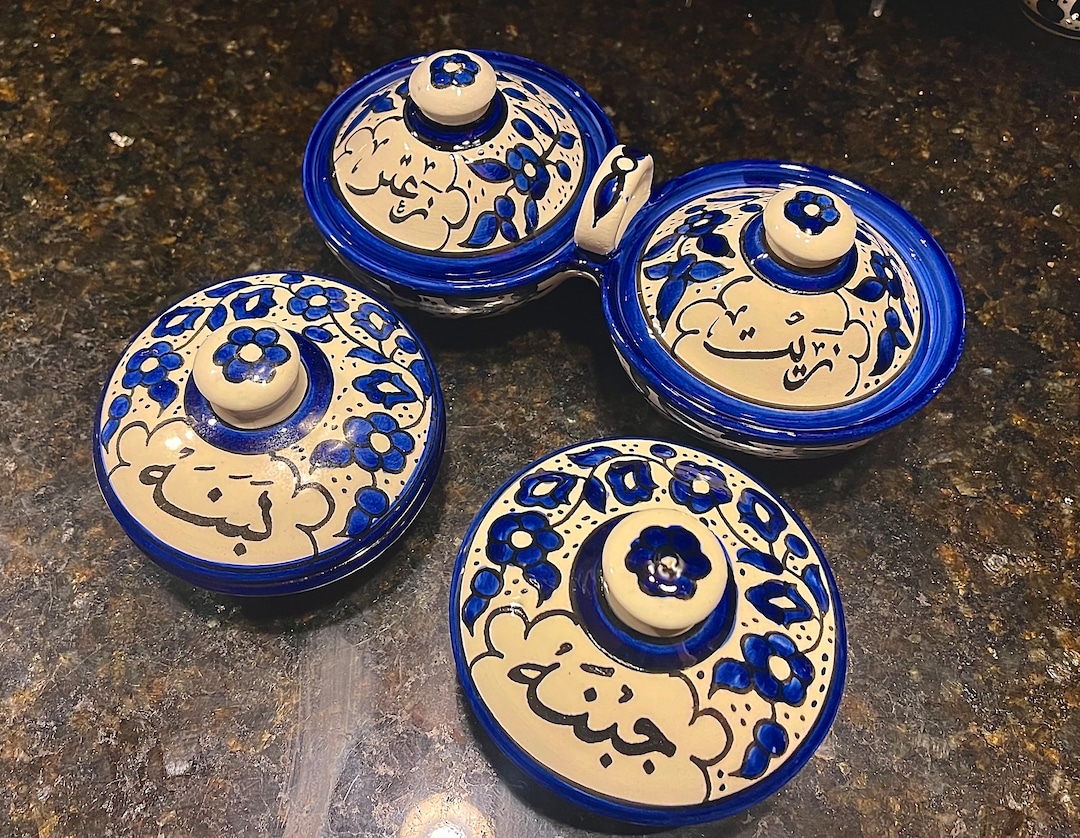 Palestinian Pottery Breakfast Set Blue Zeit & Zatar and Jibneh and ...