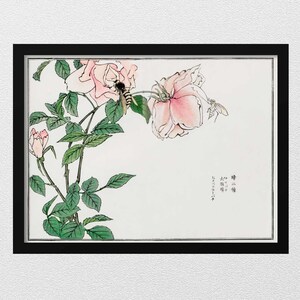 Japanese Art: Bee & Flower by Morimoto Toko (premium Giclée Art Print ...