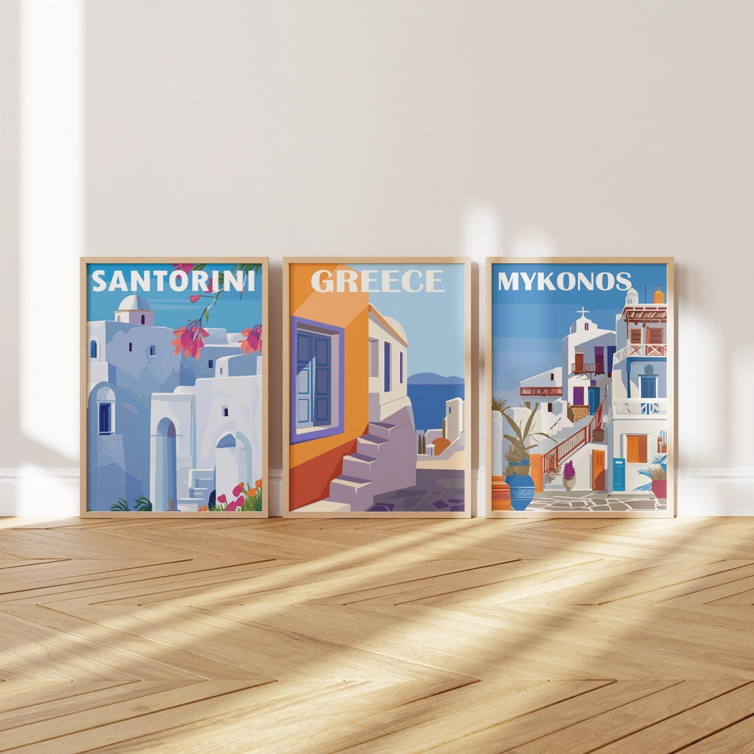 Set of 3 Greek Holiday Posters (premium Giclée Art Prints of Greek ...