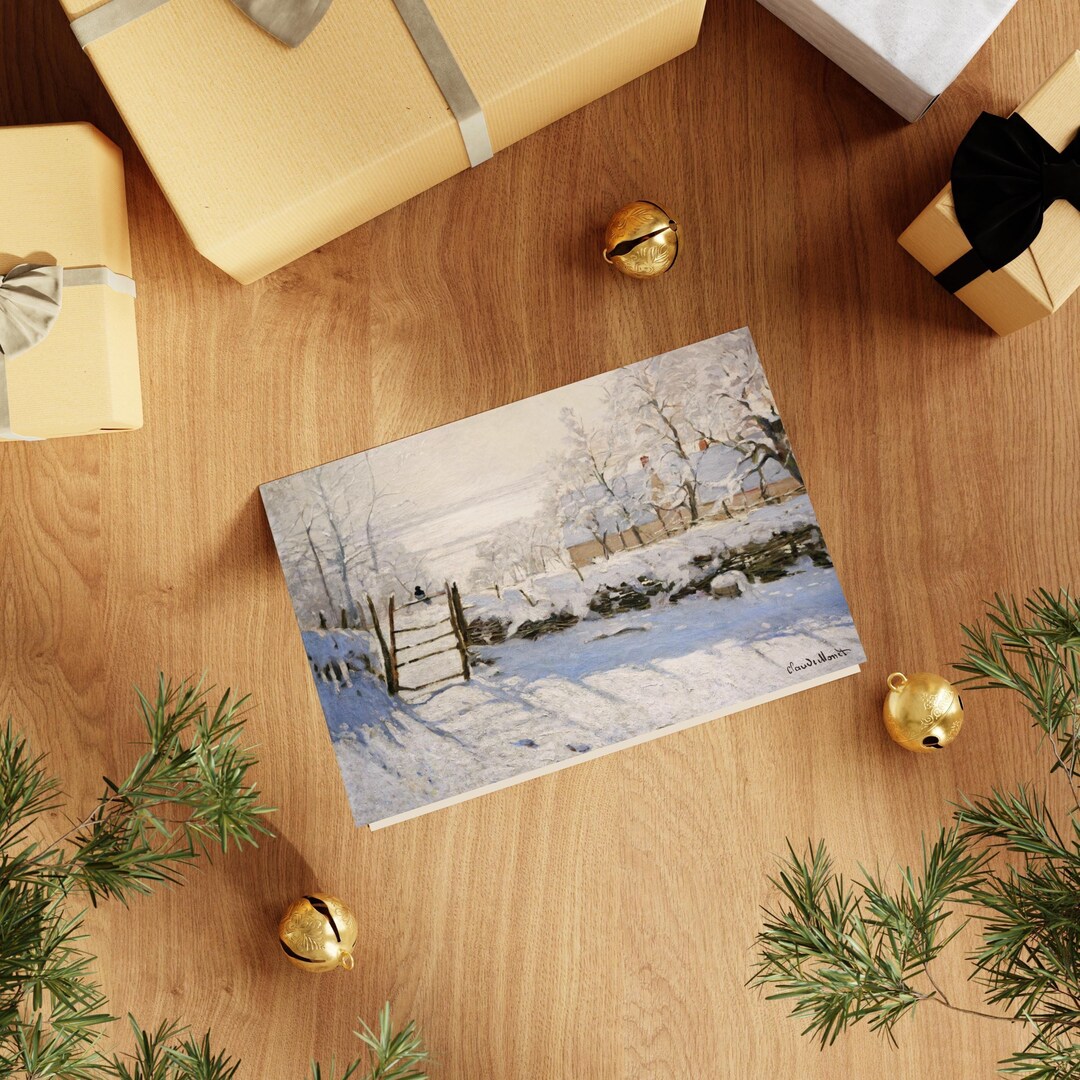 Monet Christmas Card: the Magpie (deluxe Personalised Greetings Card ...