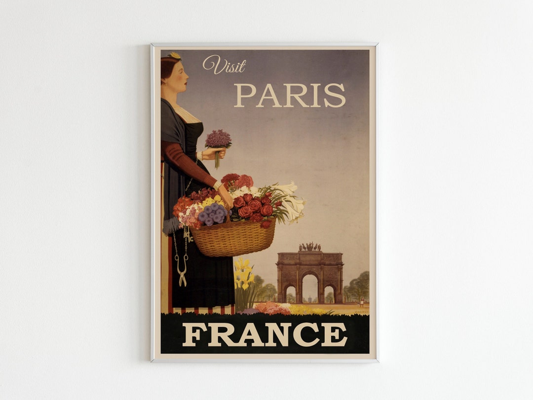 FRANCE - Visit Paris (vintage Style Travel Tourism Poster) Hi-res ...