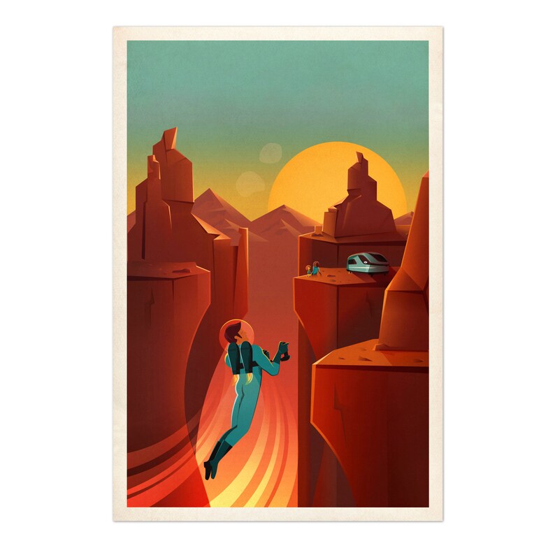 SPACEX - Vintage Space Travel Poster (mars - Valles Marineris) Hi-res ...