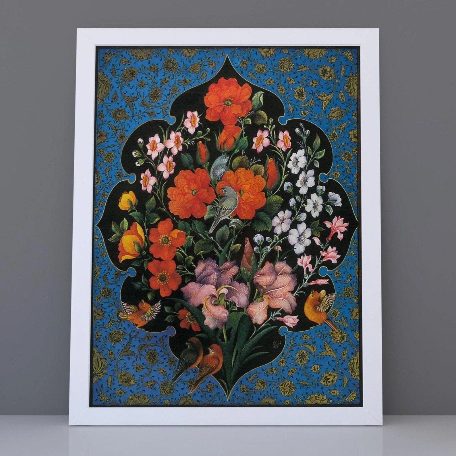 Gol-o-morgh (flower & Bird) Traditional Persian / Islamic Tazhib Art ...