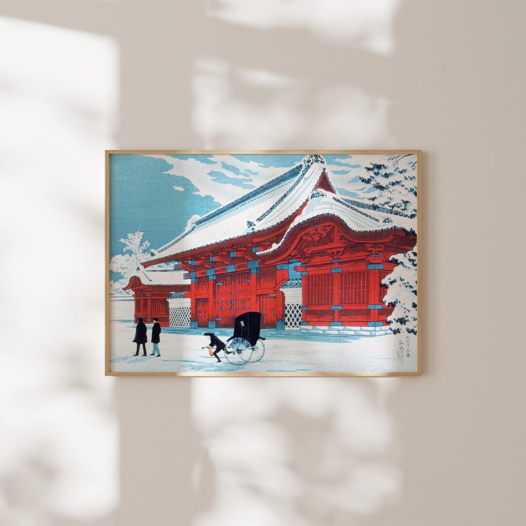 Japanese Art: Red Gate of Hongo in Snow by Hiroaki Takahashi (premium ...