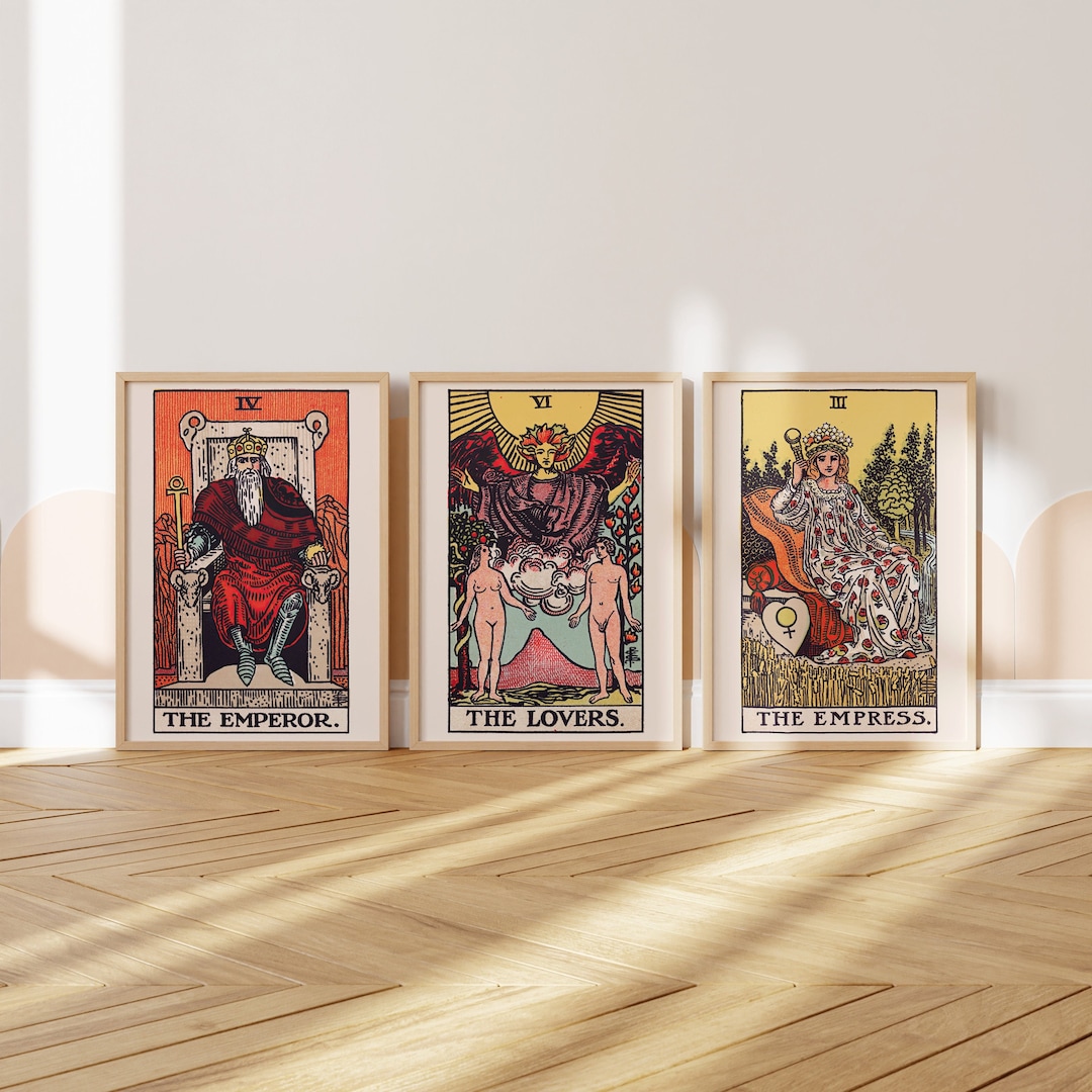 Set of 3 Tarot Prints: Emperor, Lovers & Empress (giclée Art Prints of Vintage Tarot Cards ...