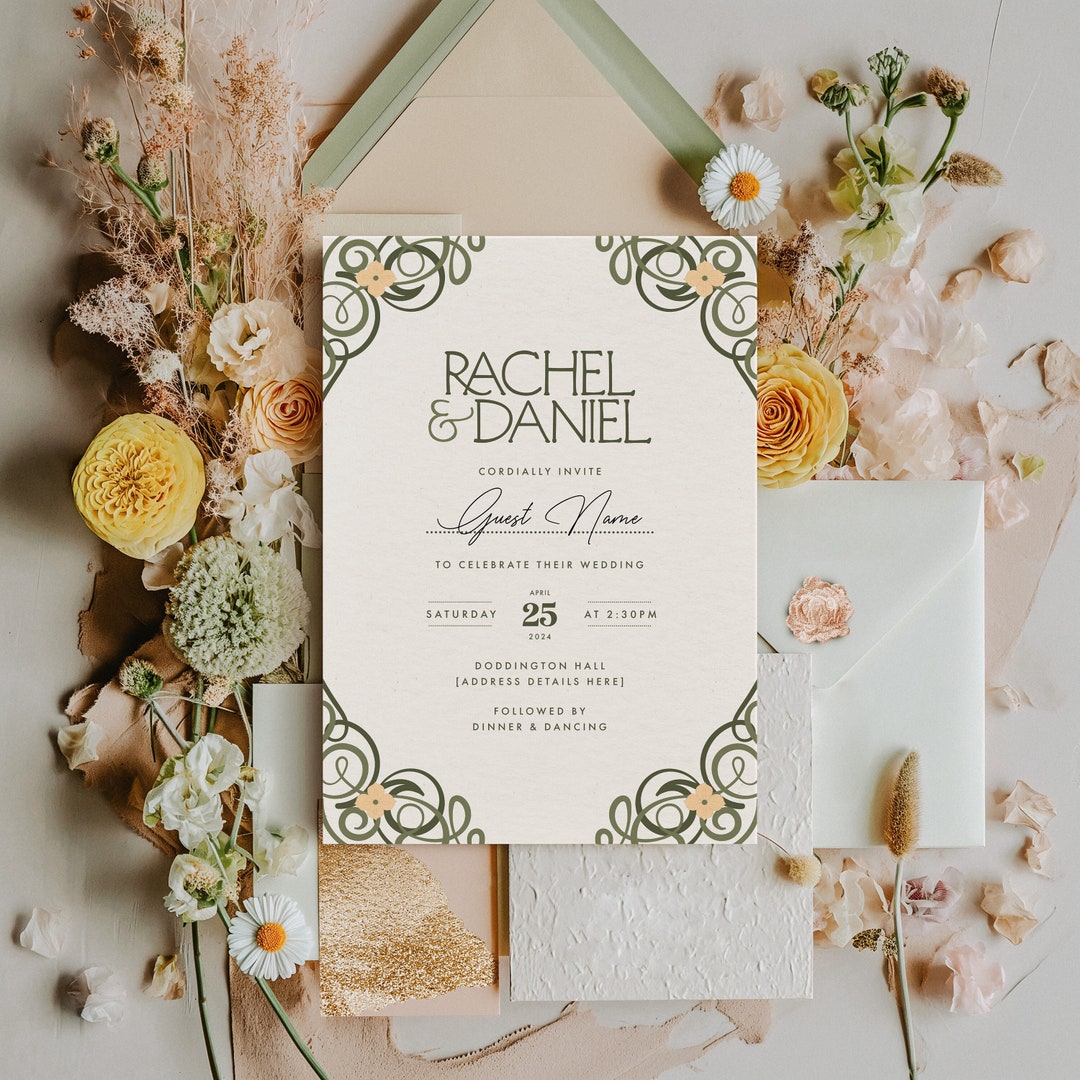 Wedding Invitations: Art Nouveau Wedding Invite Design on Deluxe ...