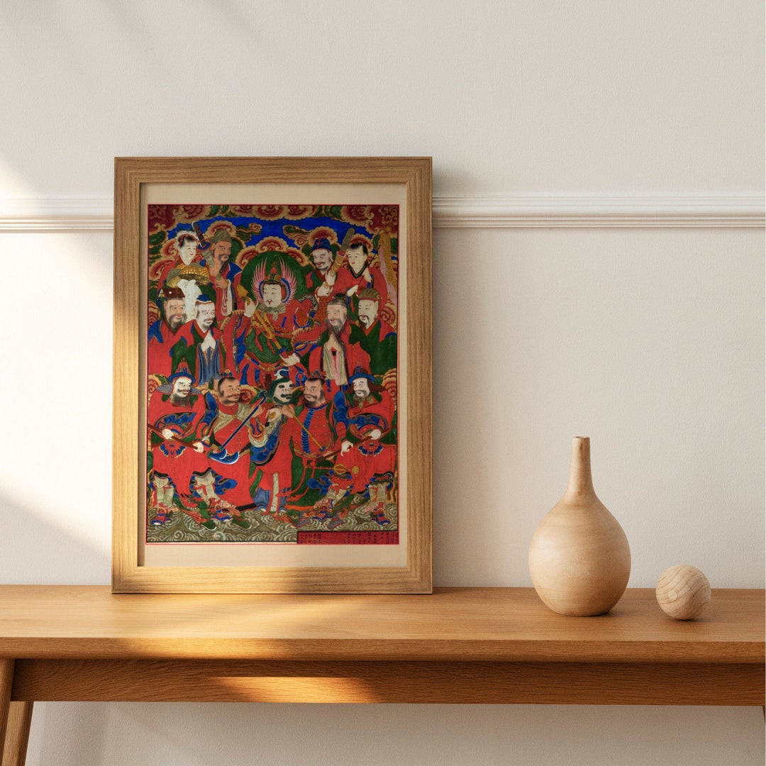 The Heavenly Dragon General With Attendants (traditional Korean Art ...