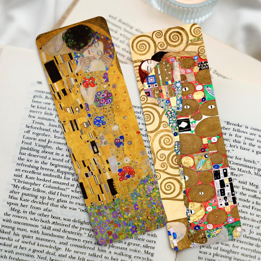 Gustav Klimt Bookmarks: the Kiss / Fulfilment (custom Handmade Textured ...