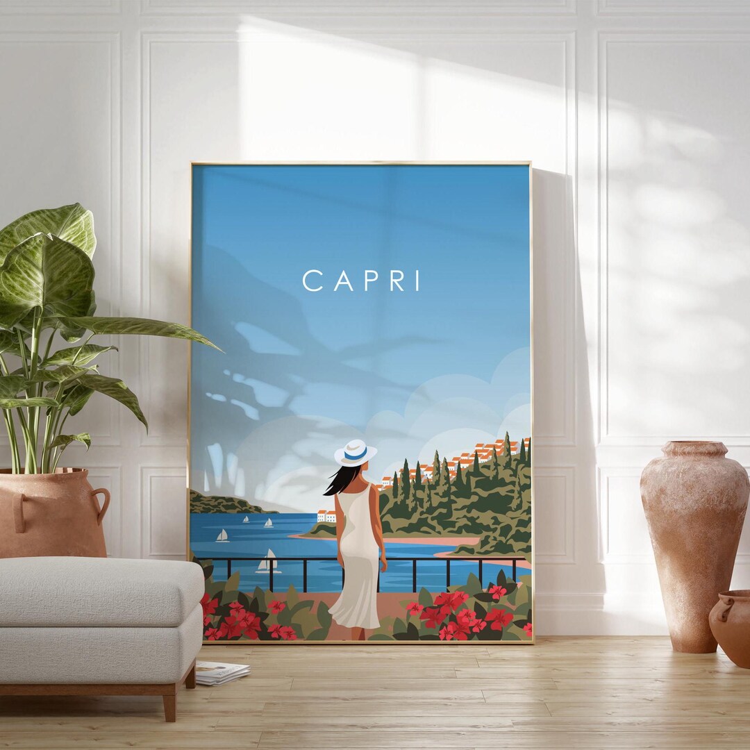 Capri Print: Italy Travel Poster (premium Giclée Art Print of Italian ...