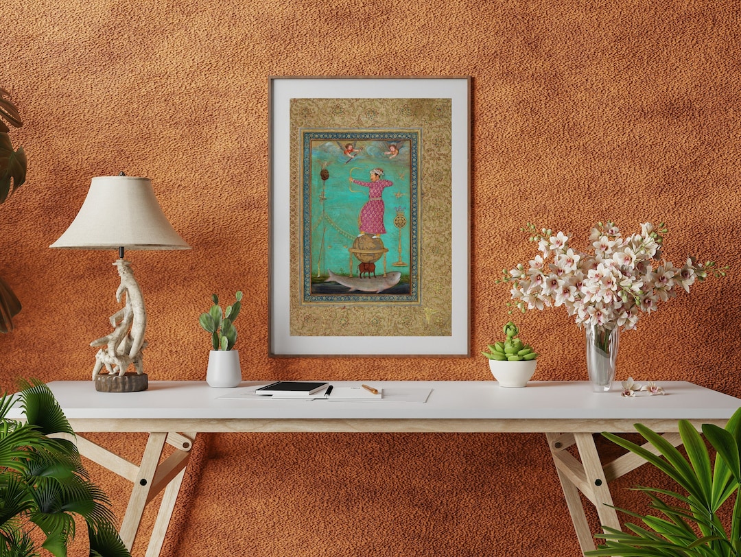 Jahangir and the Head of Malik Ambar (traditional Persian Miniature ...