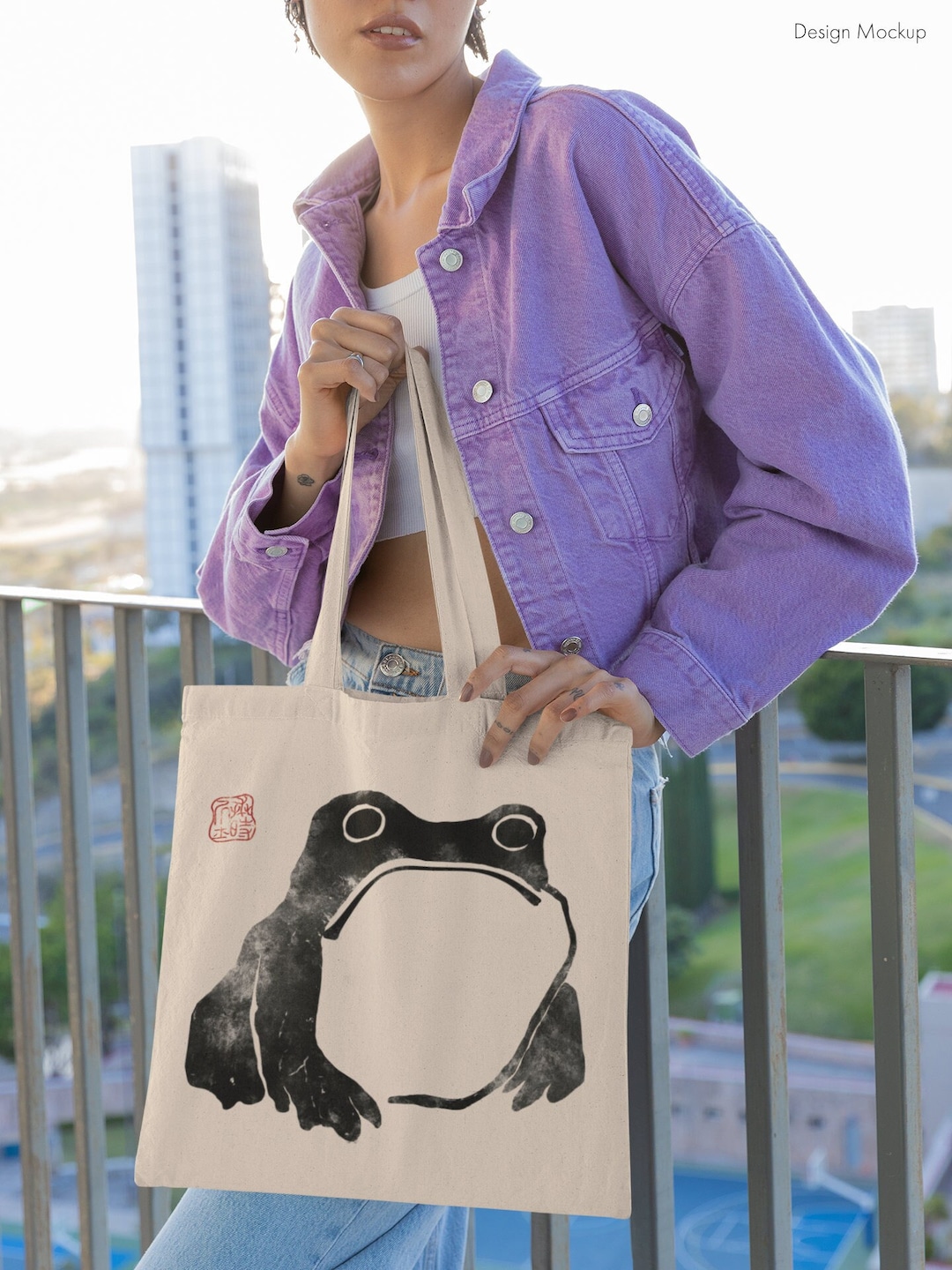 Japanese Tote Bag: Frog by Matsumoto Hoji (100% Recycled Fabric ...