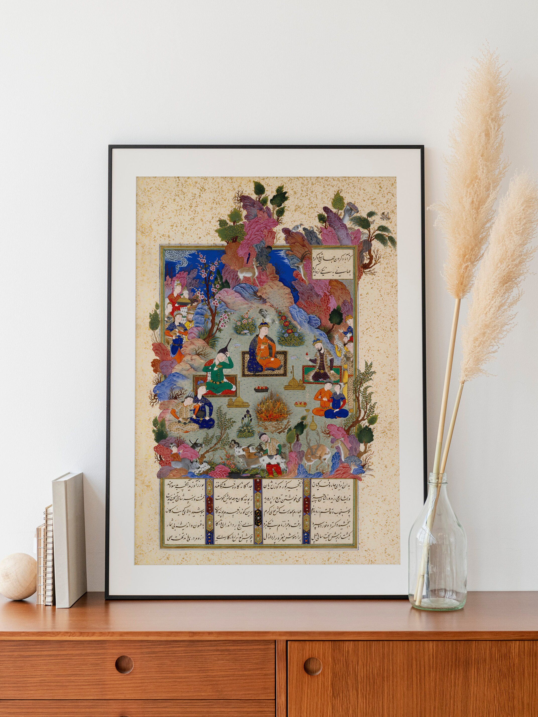 The Feast of Sada (traditional Persian Miniature Art From Shahnameh ...