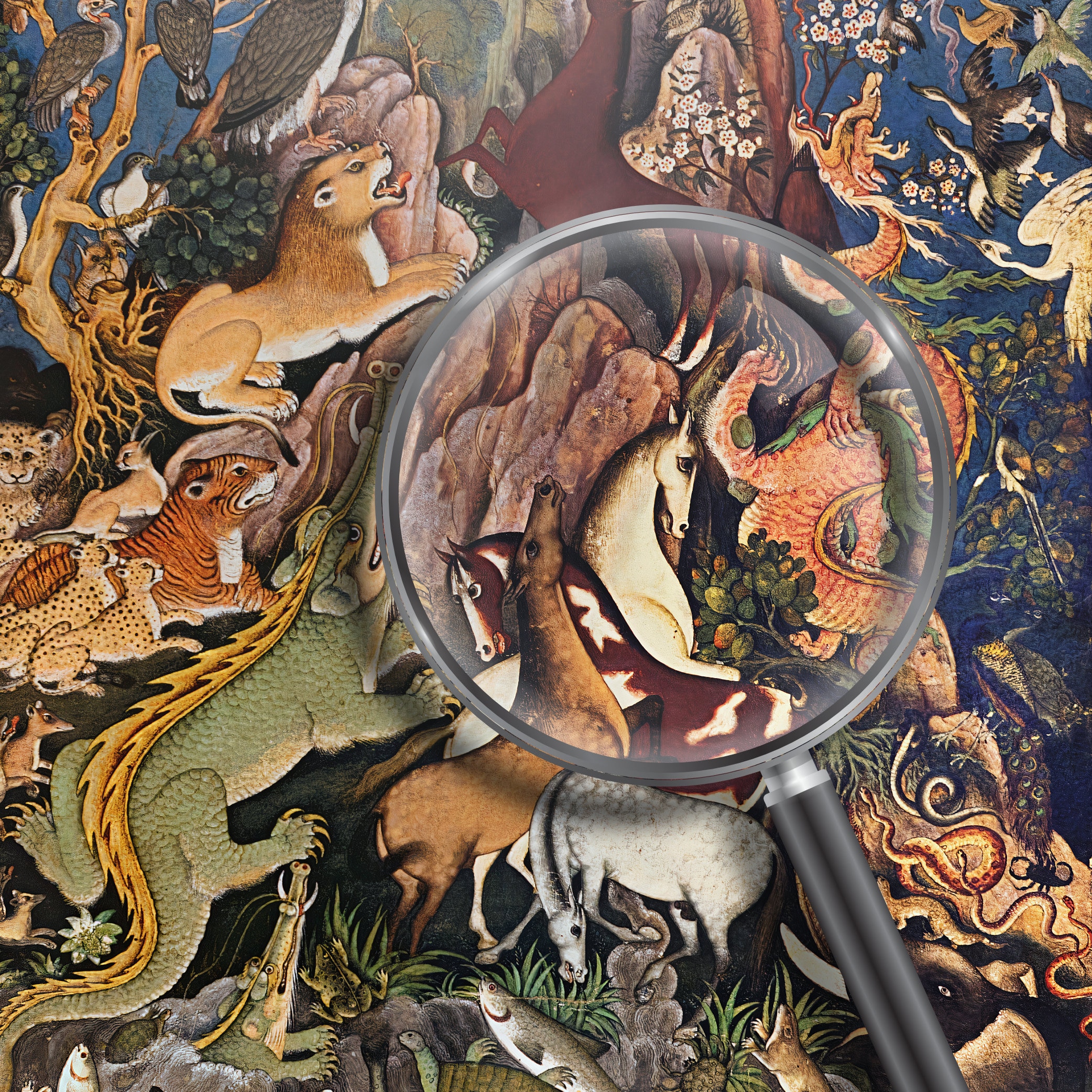 The Wise Crow Addresses the Animals (traditional Indo Persian Miniature ...