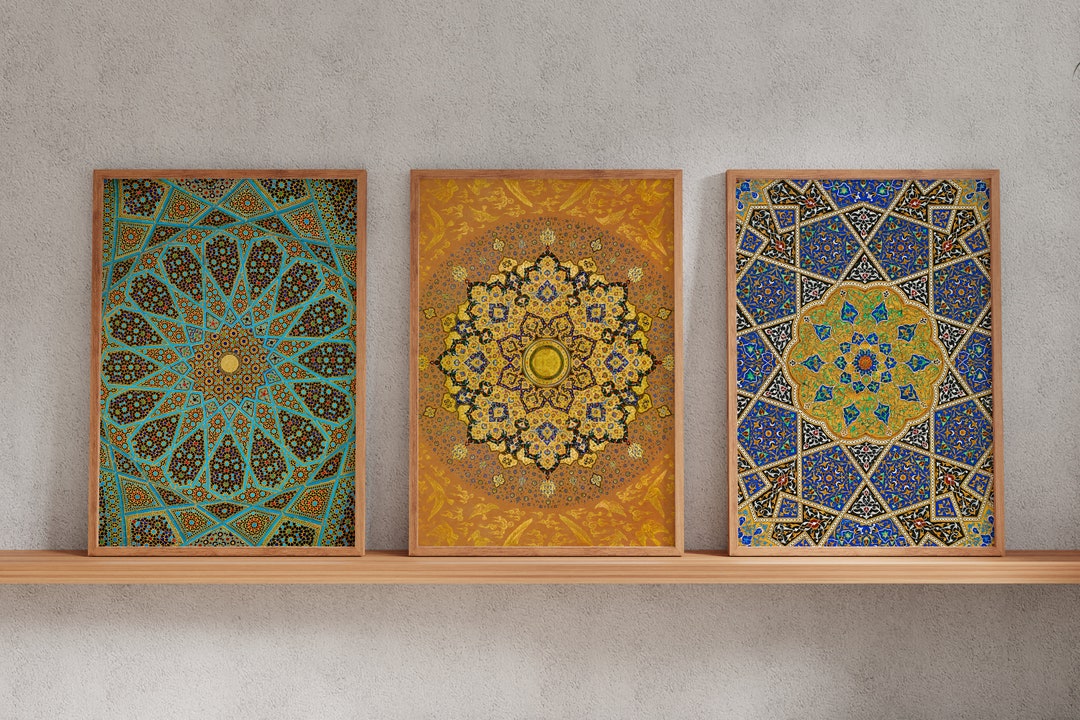 Set of 3 - Traditional Persian Pattern Art Featuring Hafez Tomb and ...