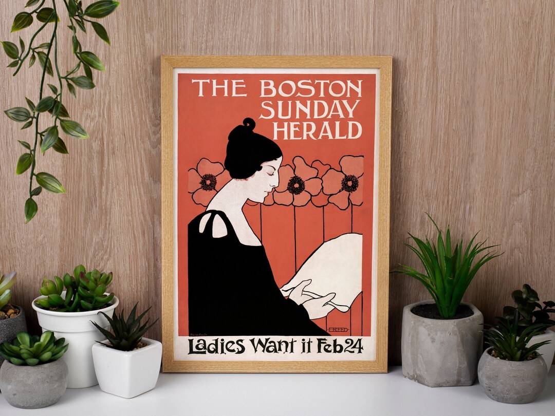 ETHEL REED - the Boston Sunday Herald (vintage Advertisement Poster) Hi ...