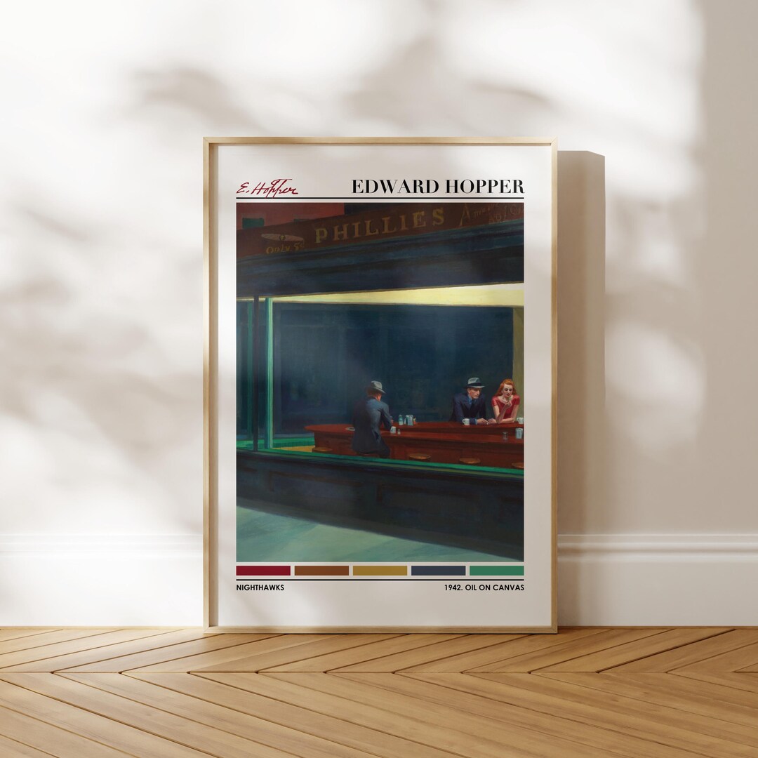 Edward Hopper Print: Nighthawks - Color Palette (premium Giclée Poster ...