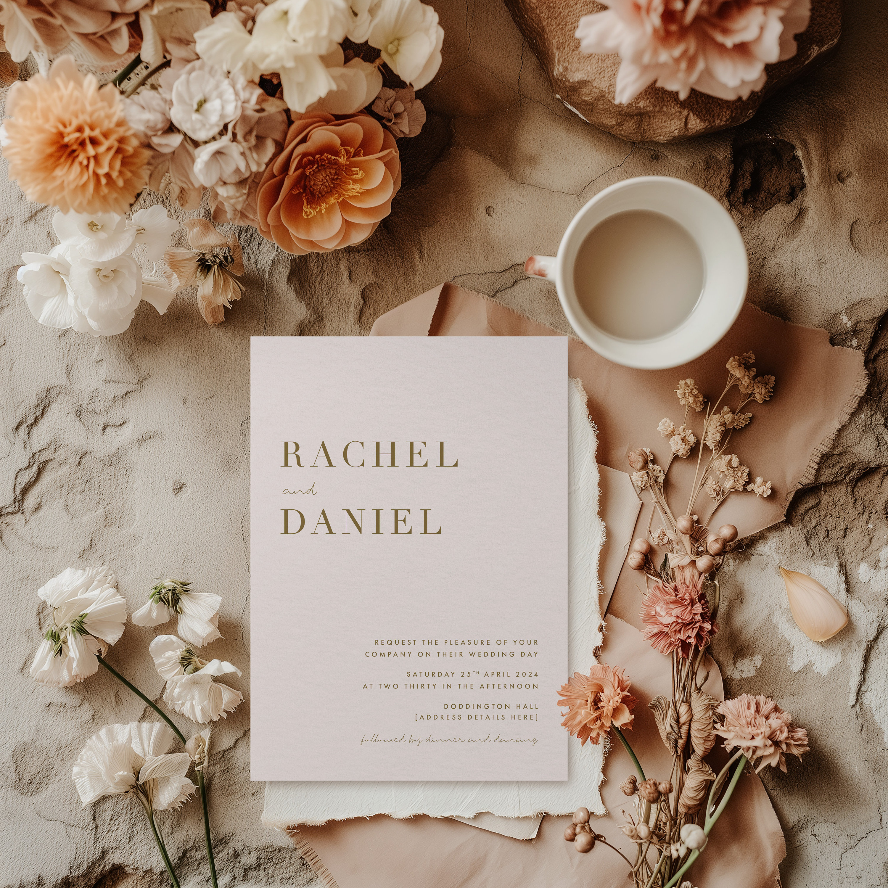 Wedding Invitations: Minimalist Rose Pink Wedding Invite Design on ...
