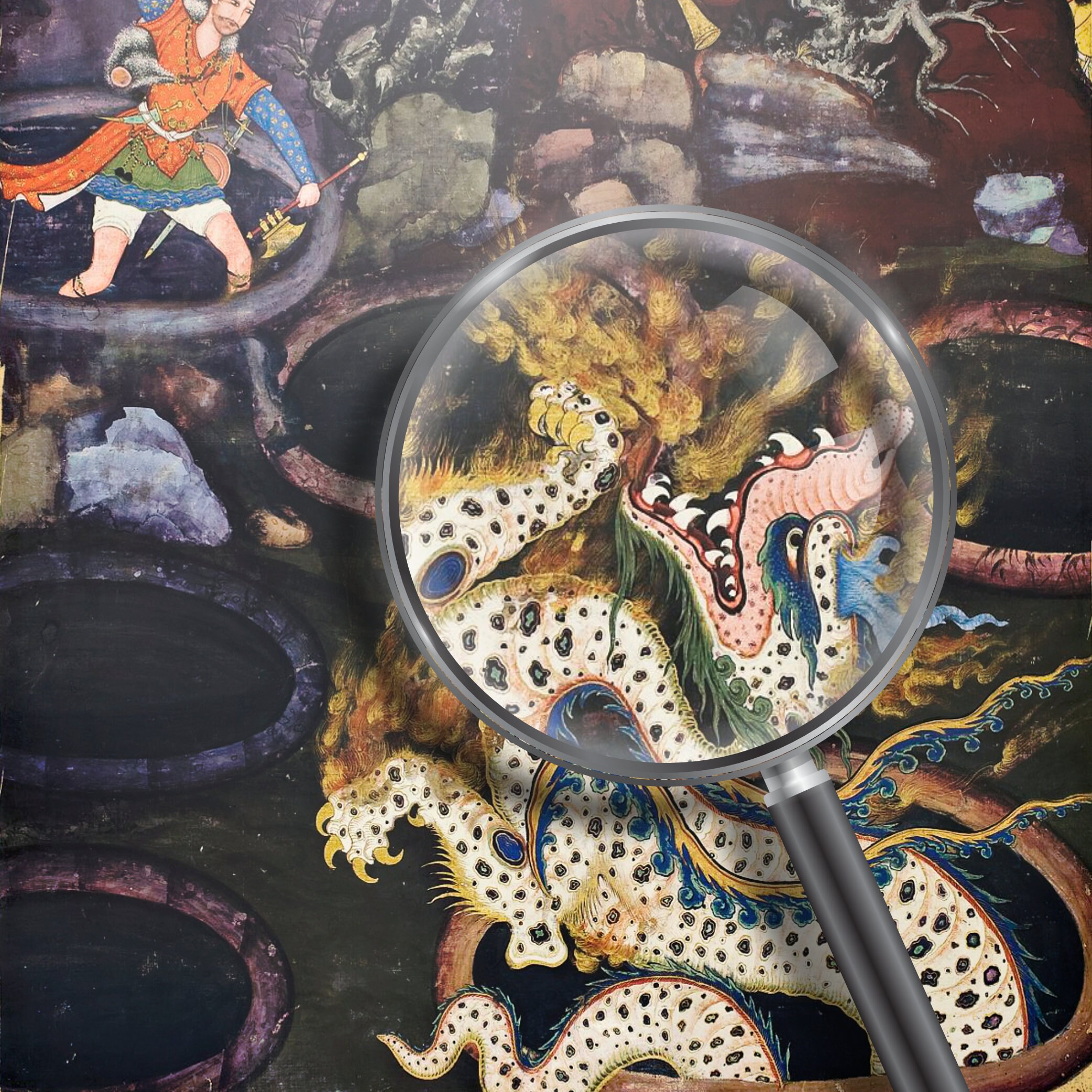 Umar Defeats A Dragon by Daswanth traditional Persian | Etsy UK