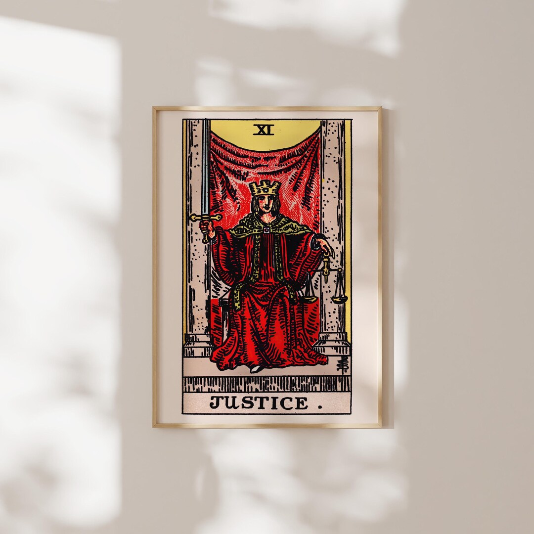 Tarot Print: XI Justice (premium Giclée Art Print of Vintage Tarot Card ...