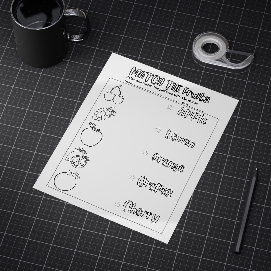 Color and Match the Fruits Printable Worksheet | Fun Educational ...