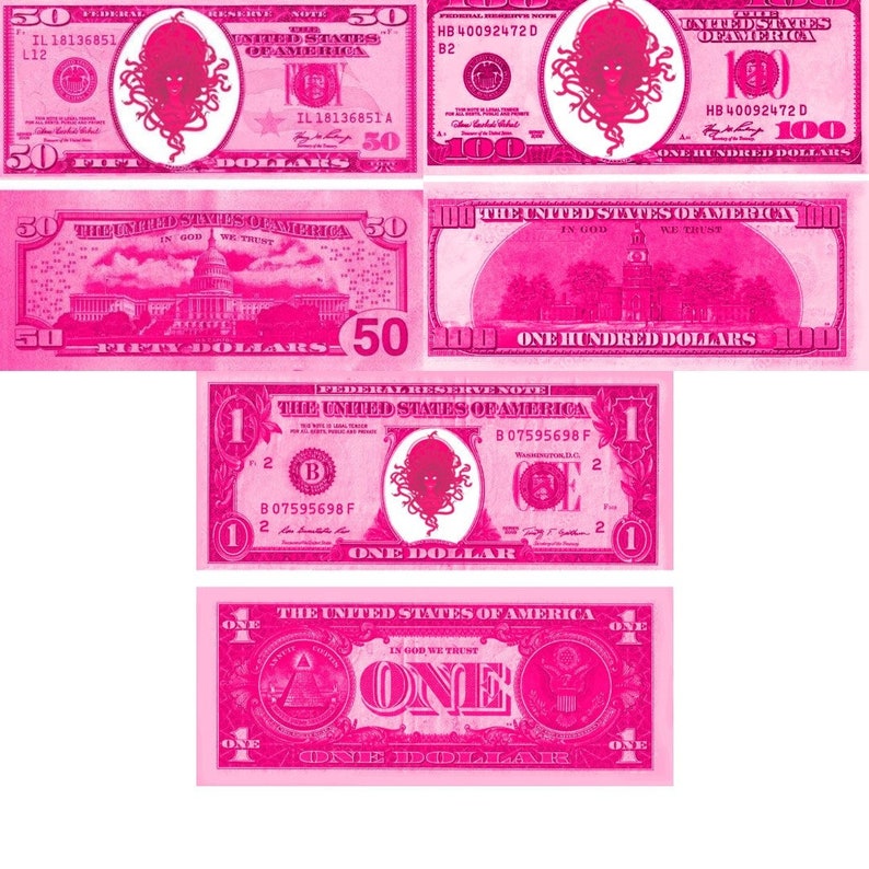 Pink Medusa Double Sided Printable Dollars/bookmarks. - Etsy