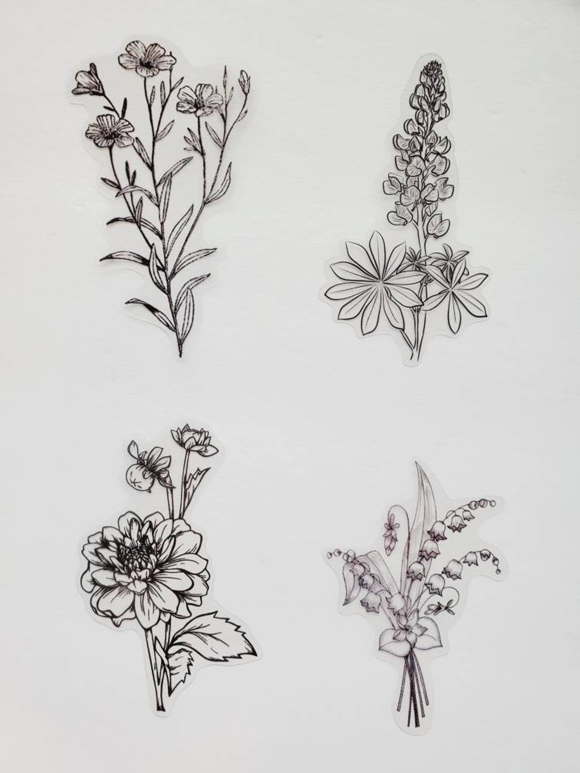 40pcs Flower Transparent Stickers Flower Plant Stickers - Etsy