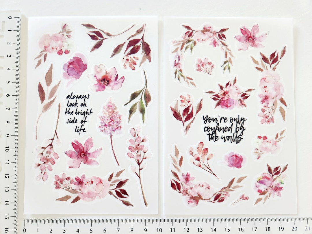 2 Sheets Rub on Transfer Flower Stickers Scrapbooking Cardmaking Junk ...