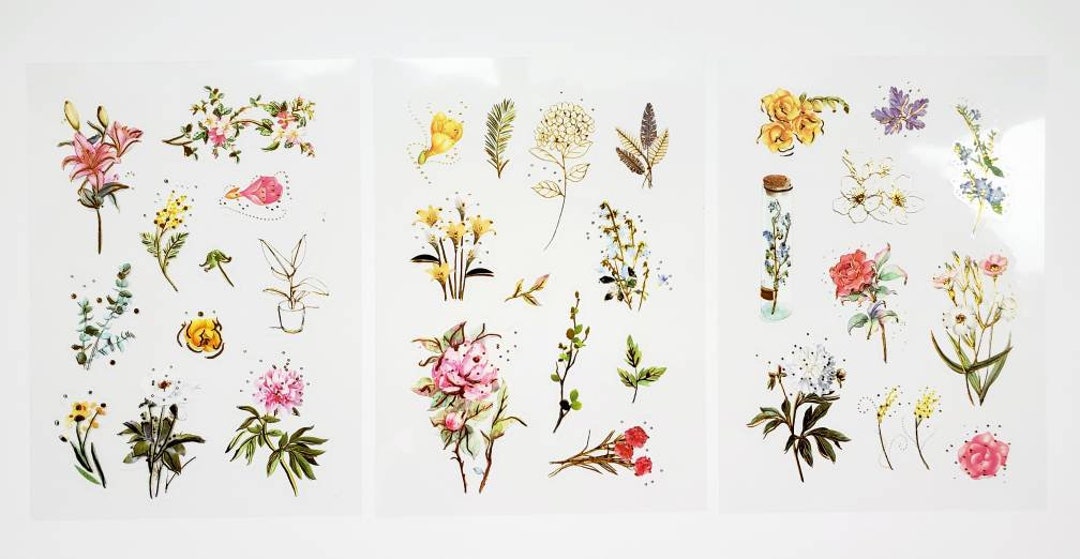 32pc Flower Transparent Stickers Flower Stickers Decorative ...