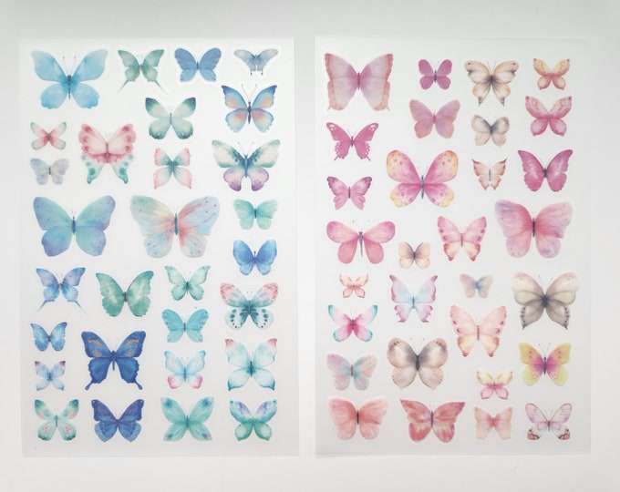 2 Sheets Rub on Transfer Butterfly Birds Stickers Scrapbooking ...