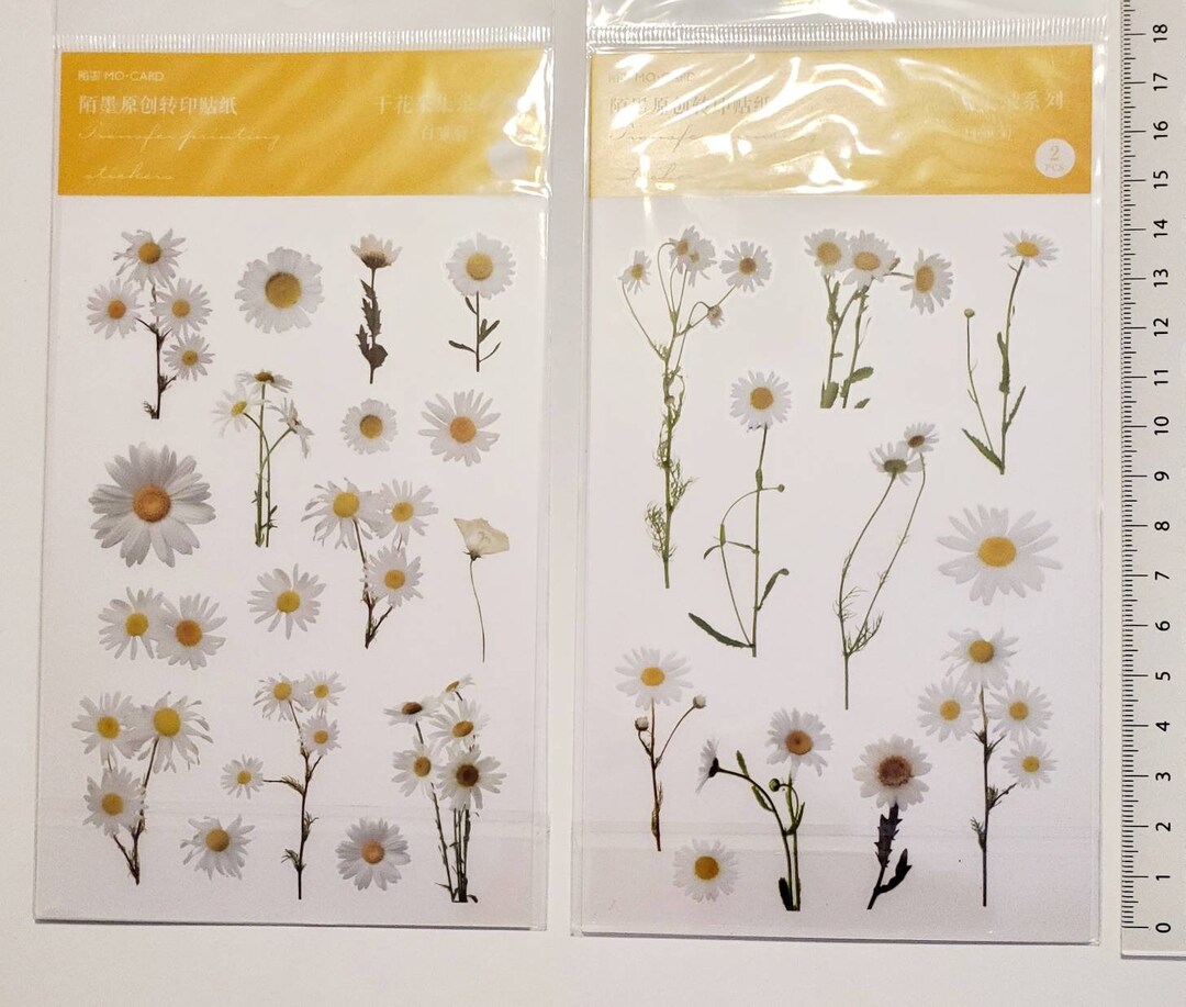 2 Sheets Rub on Transfer Flower Stickers Scrapbooking Cardmaking Junk ...
