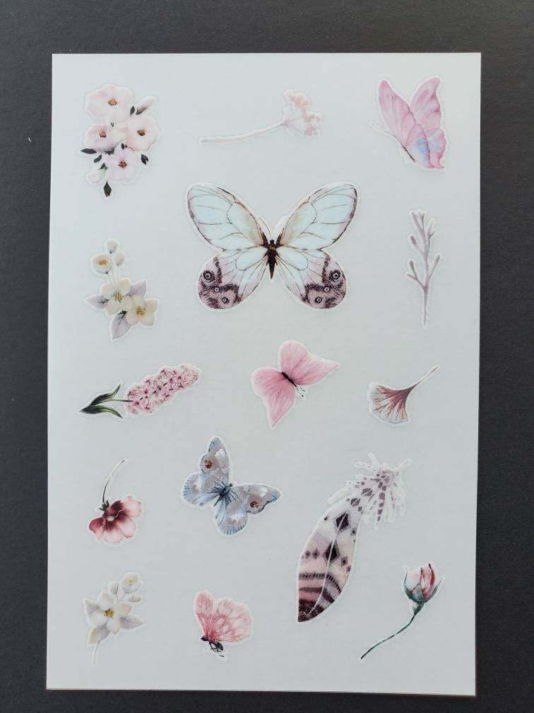 2 Sheets Rub on Transfer Flower Stickers Butterfly Rub on - Etsy
