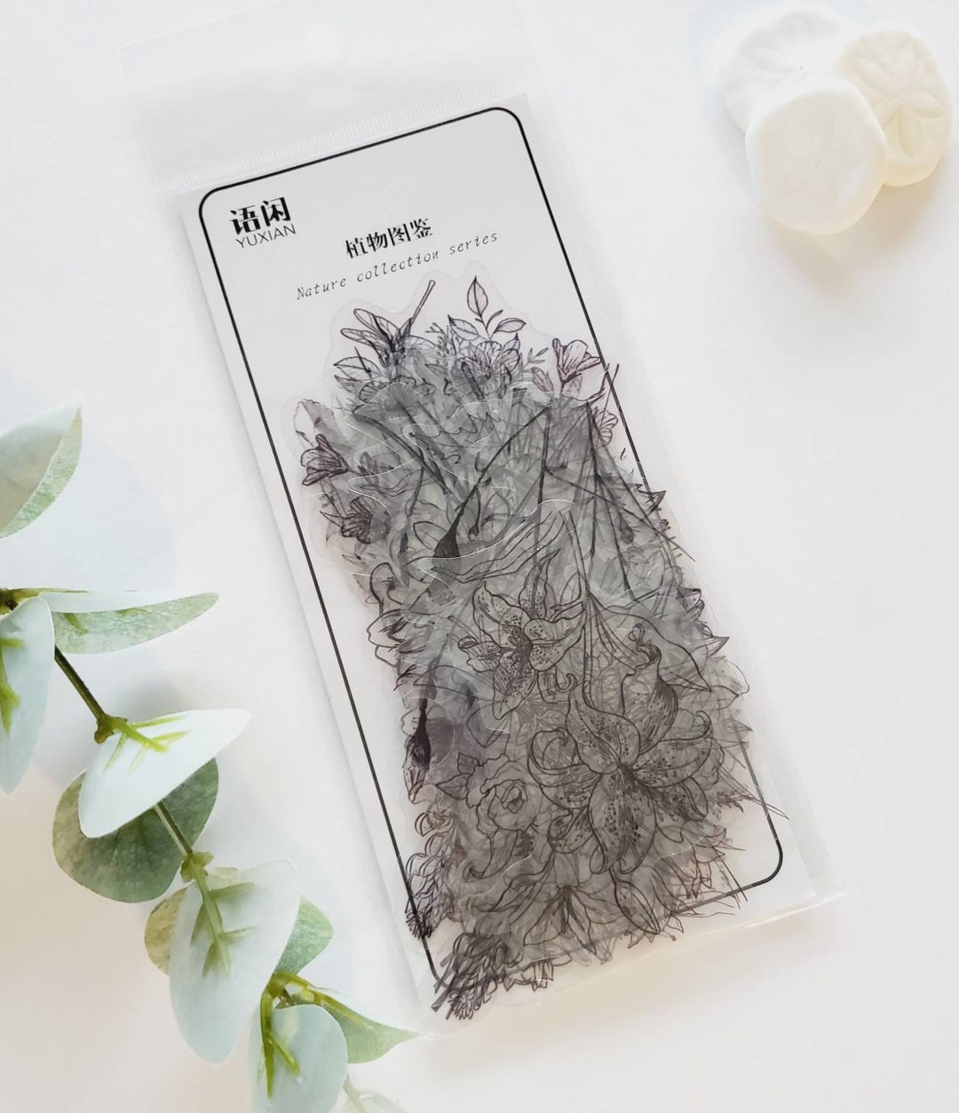 40pcs Flower Transparent Stickers Flower Plant Stickers Decorative ...