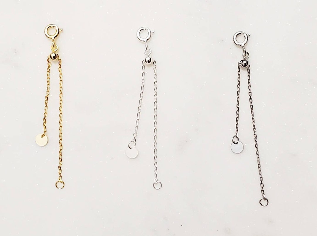 925 Sterling Silver Chain Extender, Necklace Chain Extender, Adjustable ...