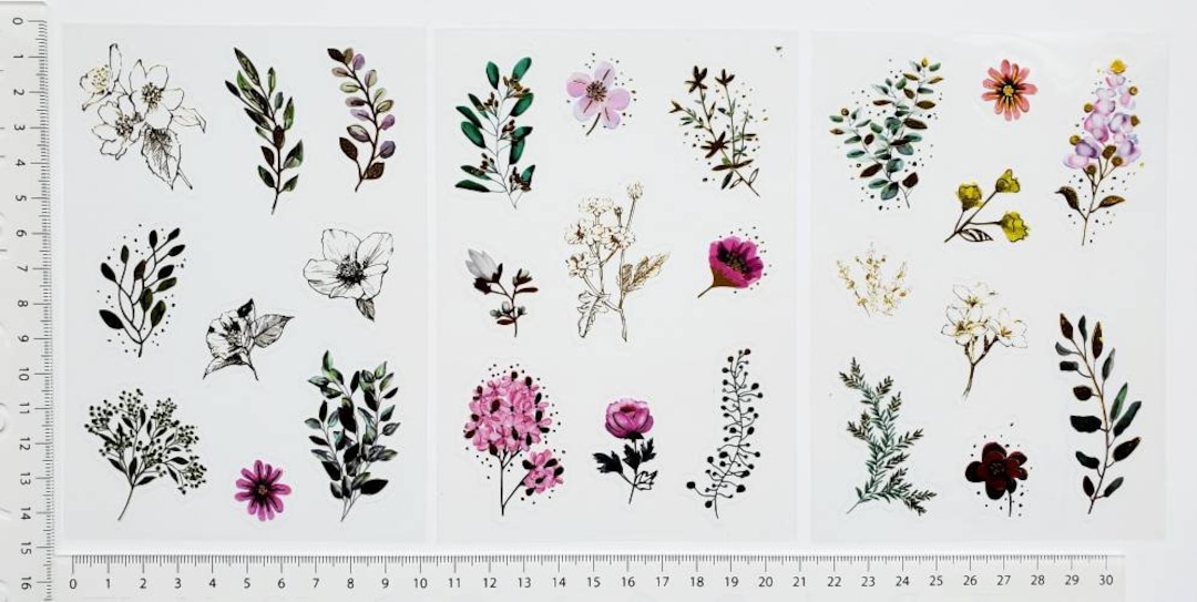 27pc Flower Transparent Stickers Flower Stickers Decorative ...