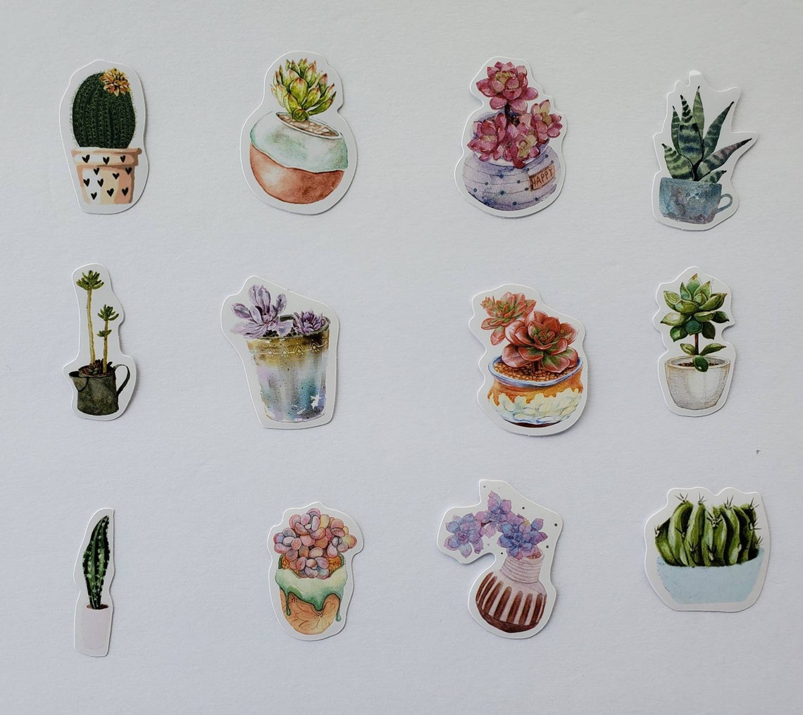 50pcs Flower Stickers Plant Stickers Succulent Stickers Cactus ...