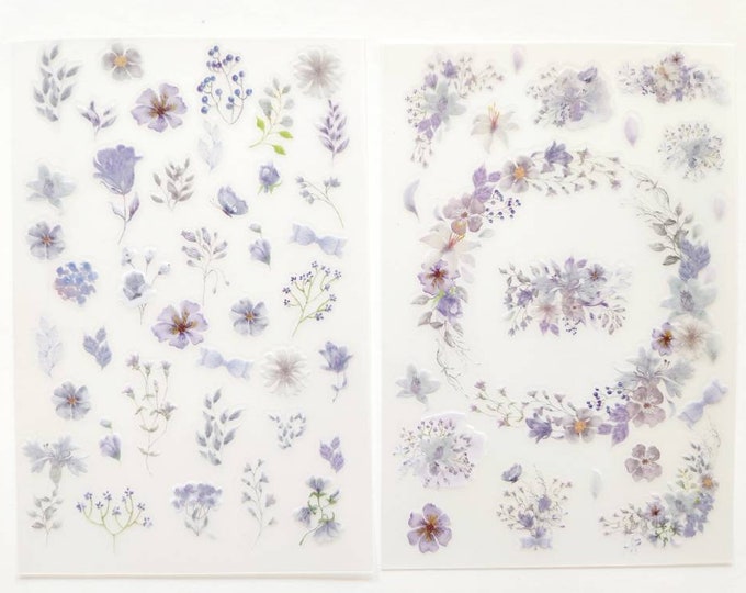 2 Sheets Rub on Transfer Flower Stickers Scrapbooking Cardmaking Junk ...