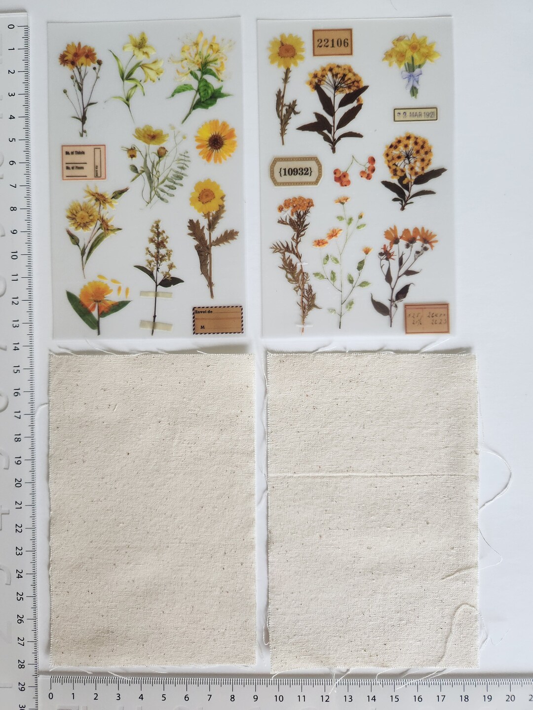 2 Sheets Rub on Transfer Flower Stickers 2 Cotton Linen Scrapbooking ...