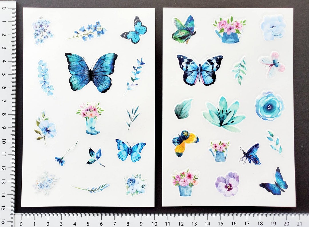 2 Sheets Rub on Transfer Flower Stickers Butterfly Rub on Scrapbooking ...