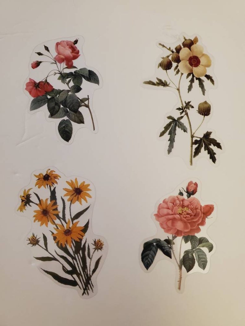 40pcs Flower Transparent Stickers Flower Stickers Decorative - Etsy