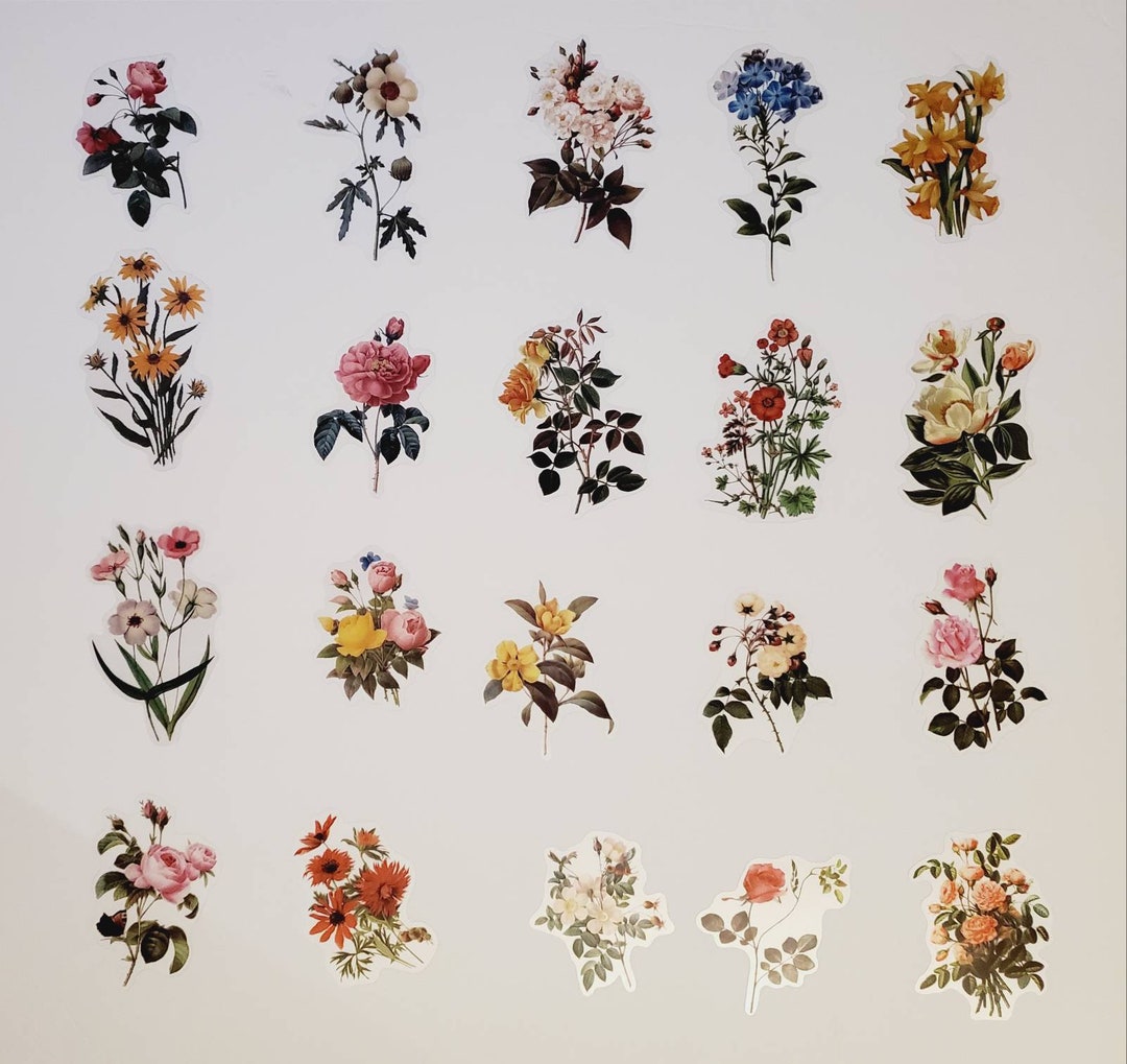 40pcs Flower Transparent Stickers Flower Stickers Decorative ...
