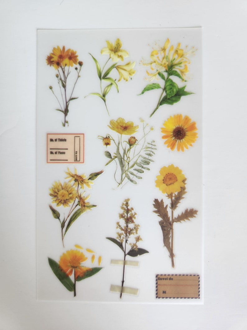 2 Sheets Rub on Transfer Flower Stickers 2 Cotton Linen Scrapbooking ...