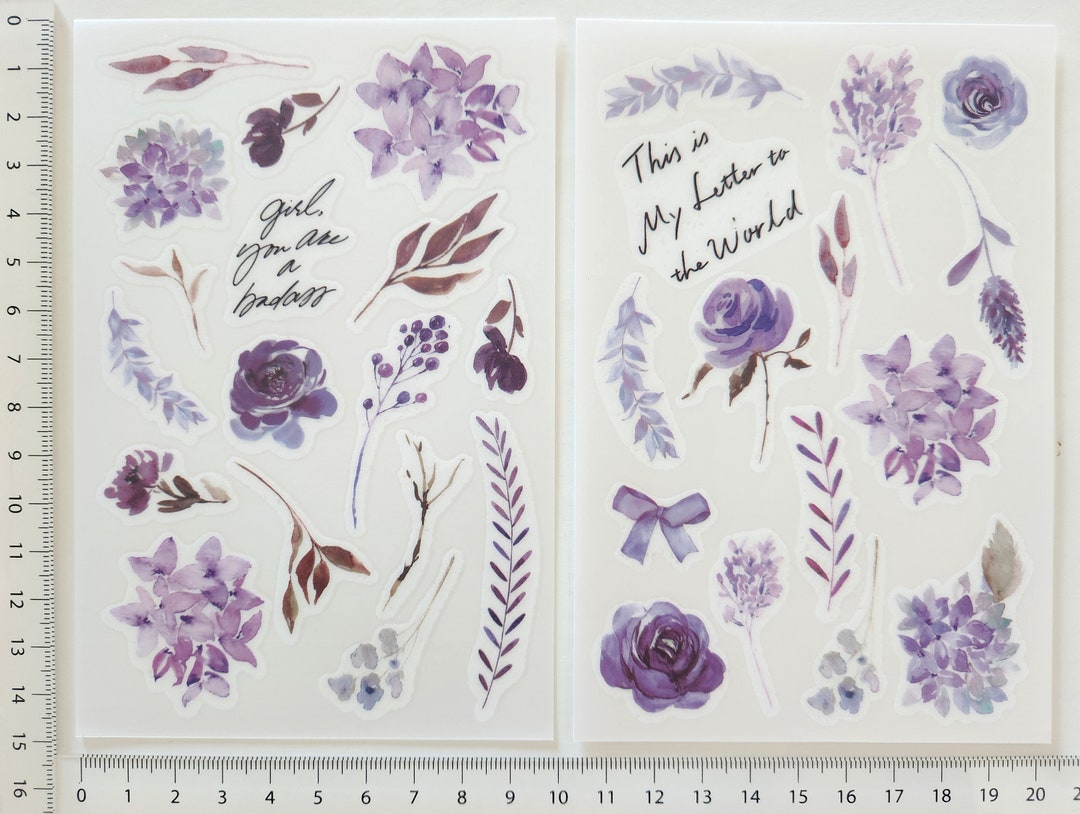 2 Sheets Rub on Transfer Flower Stickers Scrapbooking Cardmaking Junk ...