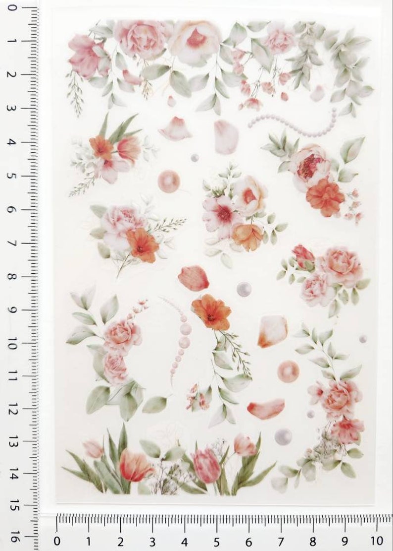 2 Sheets Rub on Transfer Flower Stickers Scrapbooking - Etsy